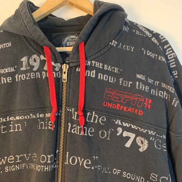 ESPN | Shirts | Vintage Espn Undefeated Zip Up Hoodie | Poshmark